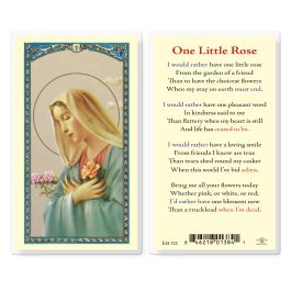 One Little Rose with Madonna and a Rose Holy Card - William J Hirten Co