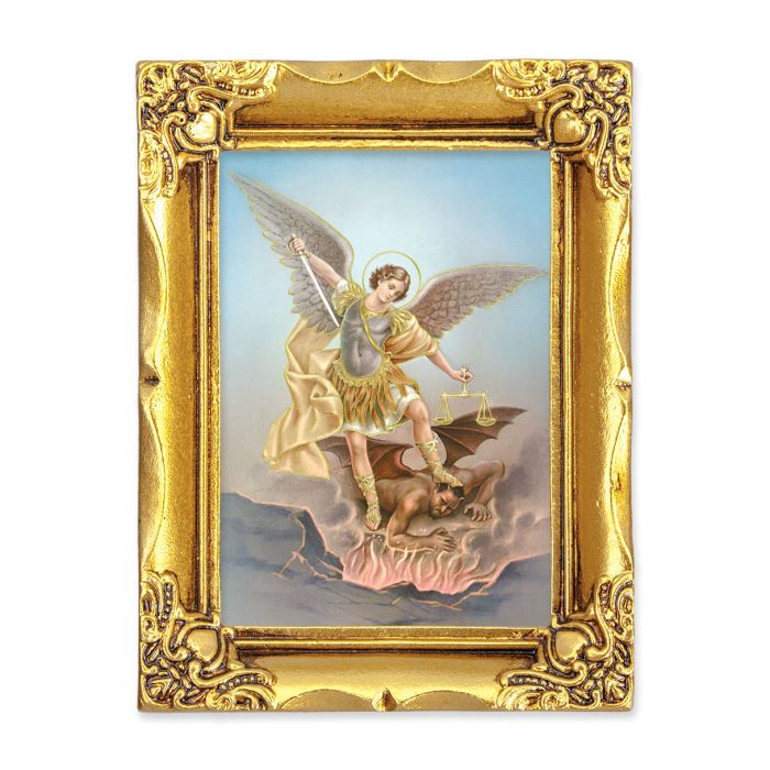 2.5" x 3.5" St Michael Print with an 4.5"X3.5" Antique Gold Frame ...