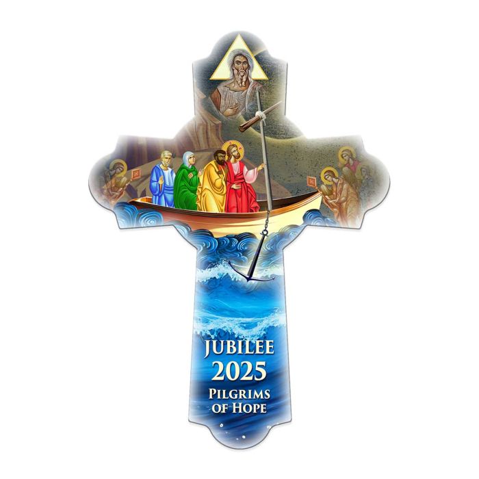 6" Wooden Cross- Jubilee Year Pilgrims of Hope - William J Hirten Co
