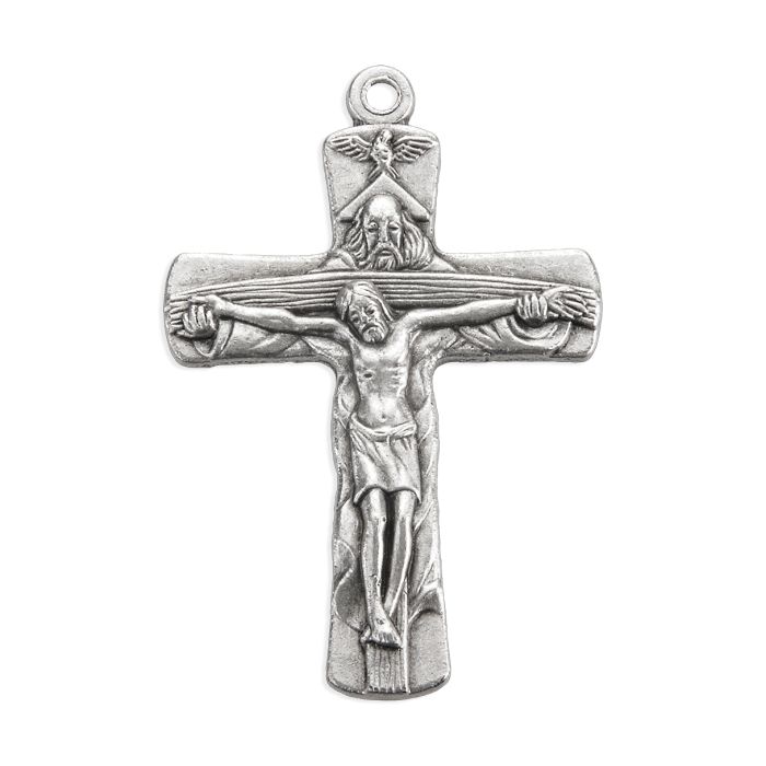1 1/2" Antiqued Silver Oxidized Trinity Crucifix - William J Hirten Co