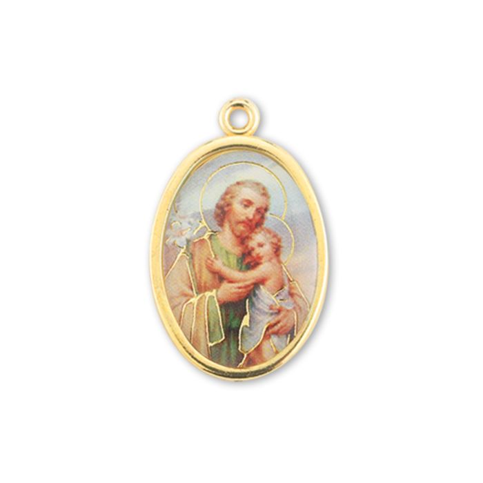 1" Saint Joseph Gold Finish Picture Medal - William J Hirten Co