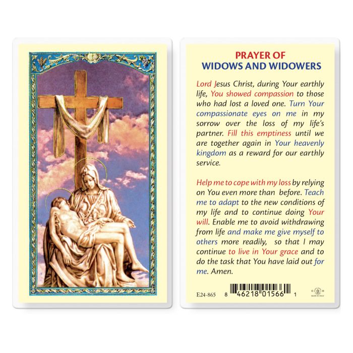 Prayer for Widows and Widowers Holy Card - William J Hirten Co