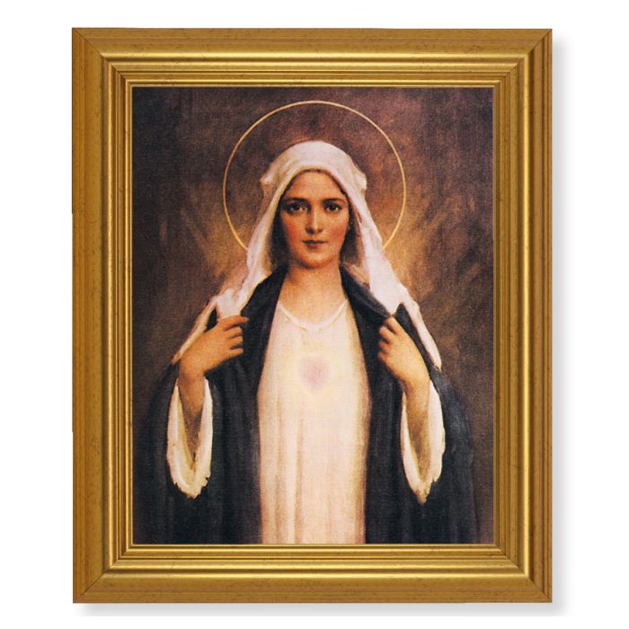 10" x 12" Gold Leaf Finish Beveled Frame with 8" x 10" Immaculate Heart ...